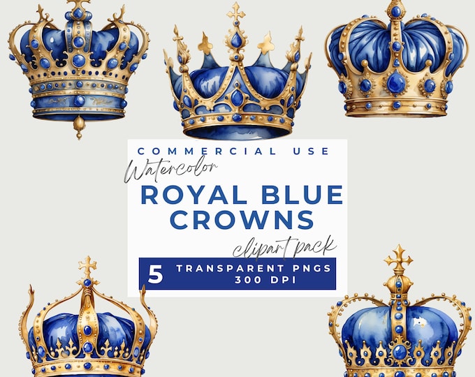 Royal Blue and Gold Crown Clipart, Elegant and Luxury Royal Designs ...