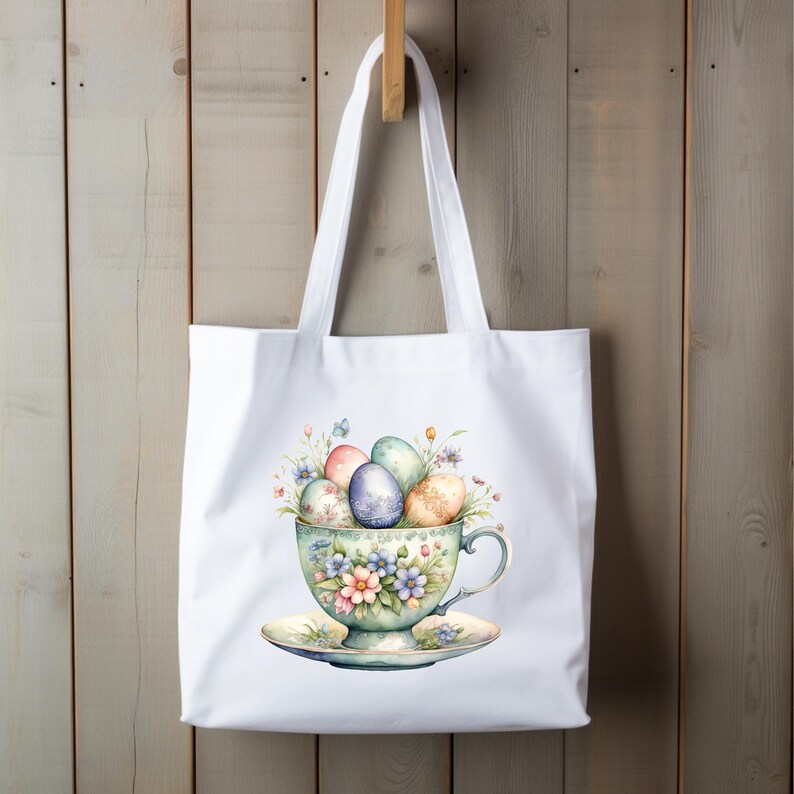 Vintage Easter Tea Clipart, Watercolor Floral Teacups With Eggs PNG ...