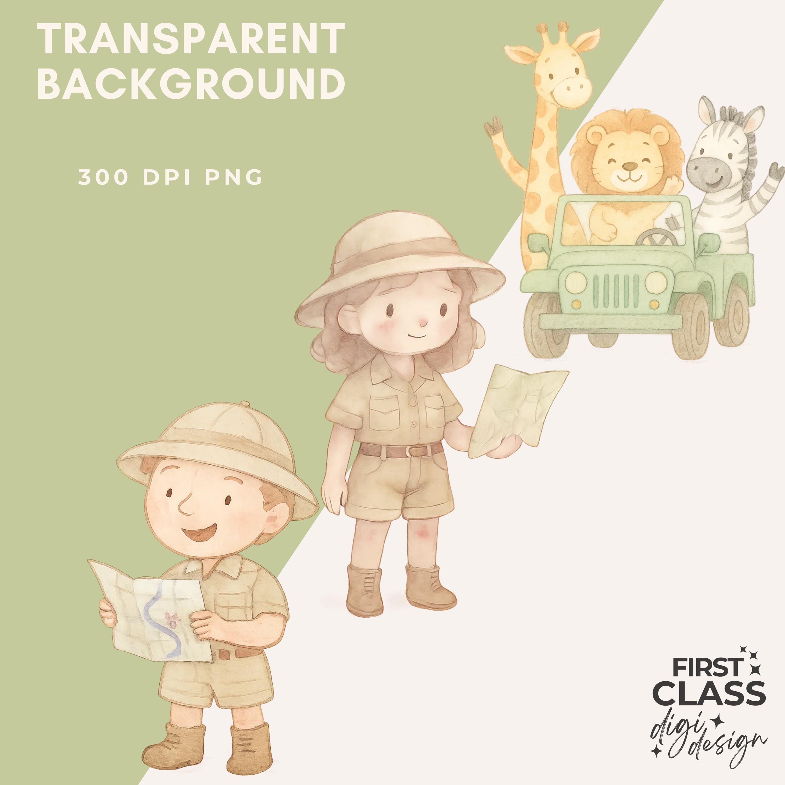 Watercolor Safari Clipart, Jungle Explorer Clipart PNG, Safari ...