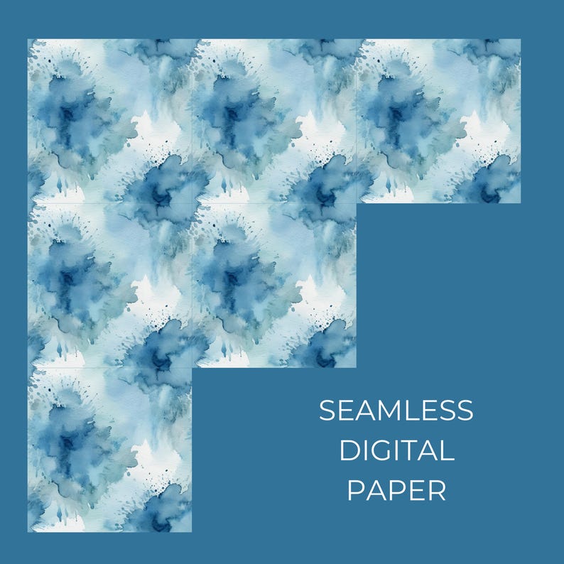 Dusty Blue Watercolor Wash Background Digital Papers, Dusty Blue ...