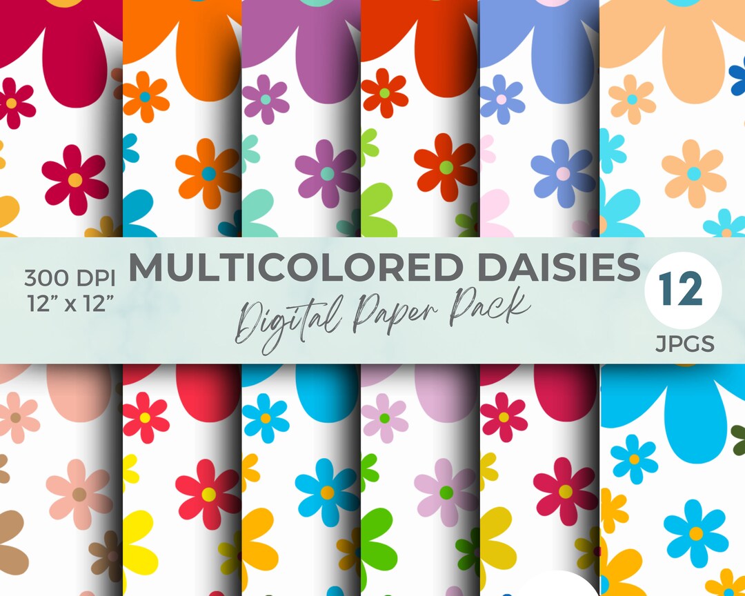 Seamless Daisy Flower Digital Papers Multicolored Daisies Seamless ...