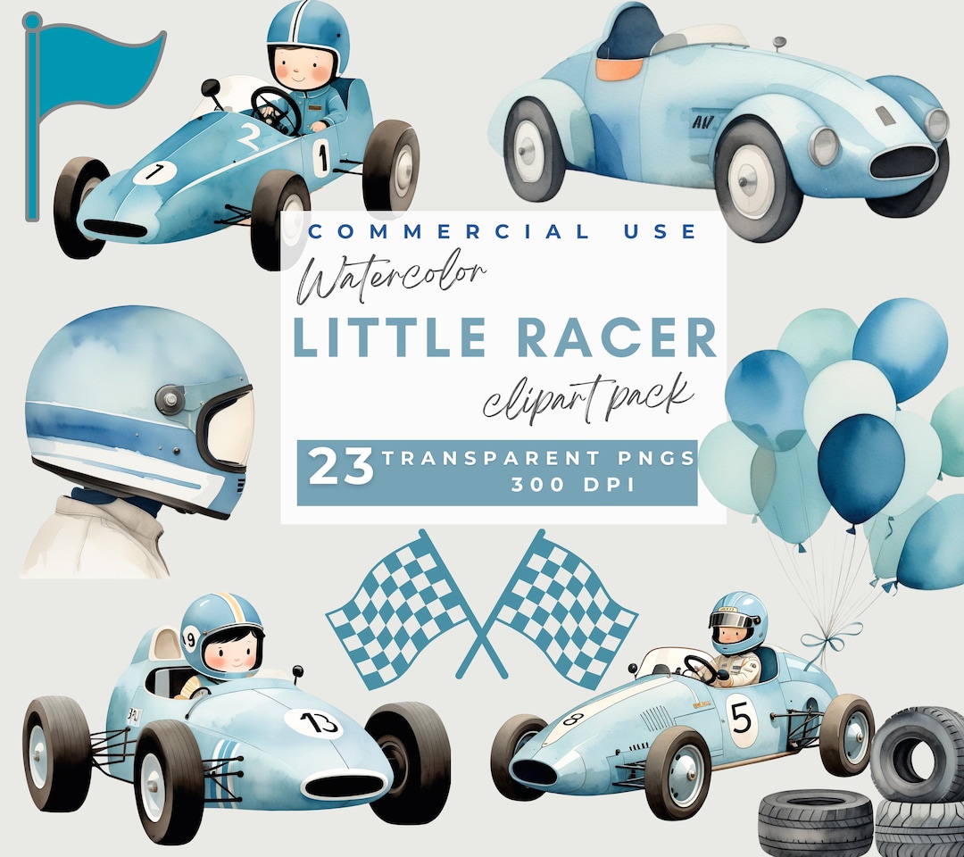Watercolor Racecar Clipart, Racing Car Clipart, Retro Race Car Clip Art ...