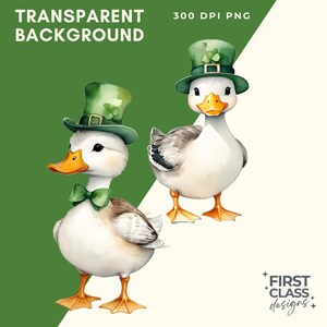Lucky Duck Clipart PNG, St Patrick's Day Watercolor Clip Art, Irish ...