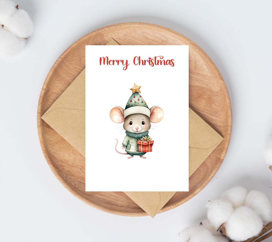 Watercolor Christmas Mouse Clipart, Xmas Mouse Png, Mouse Clipart ...