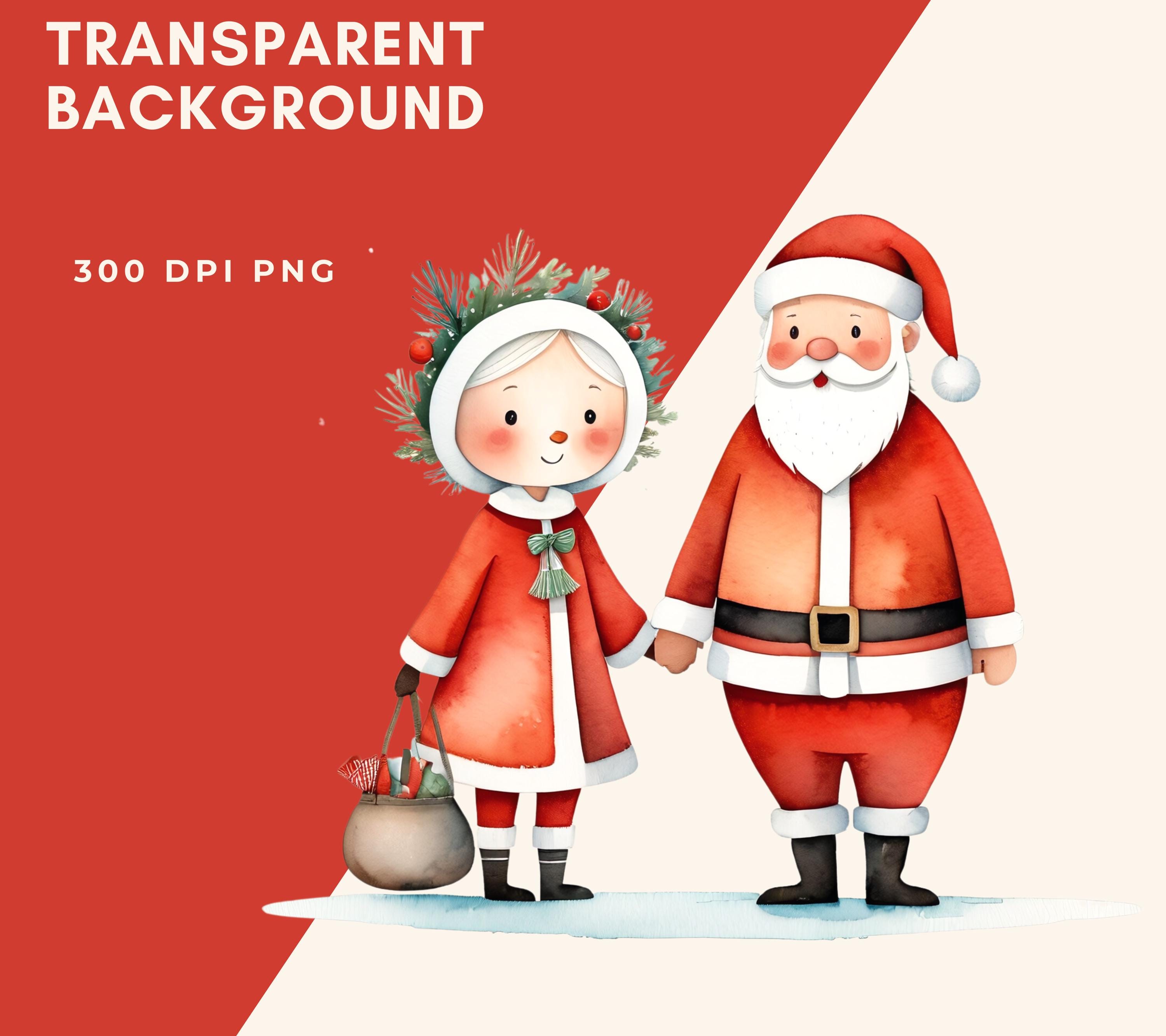 Festive Claus Couple Clipart, Santa and Mrs Claus, Mr and Mrs Claus ...