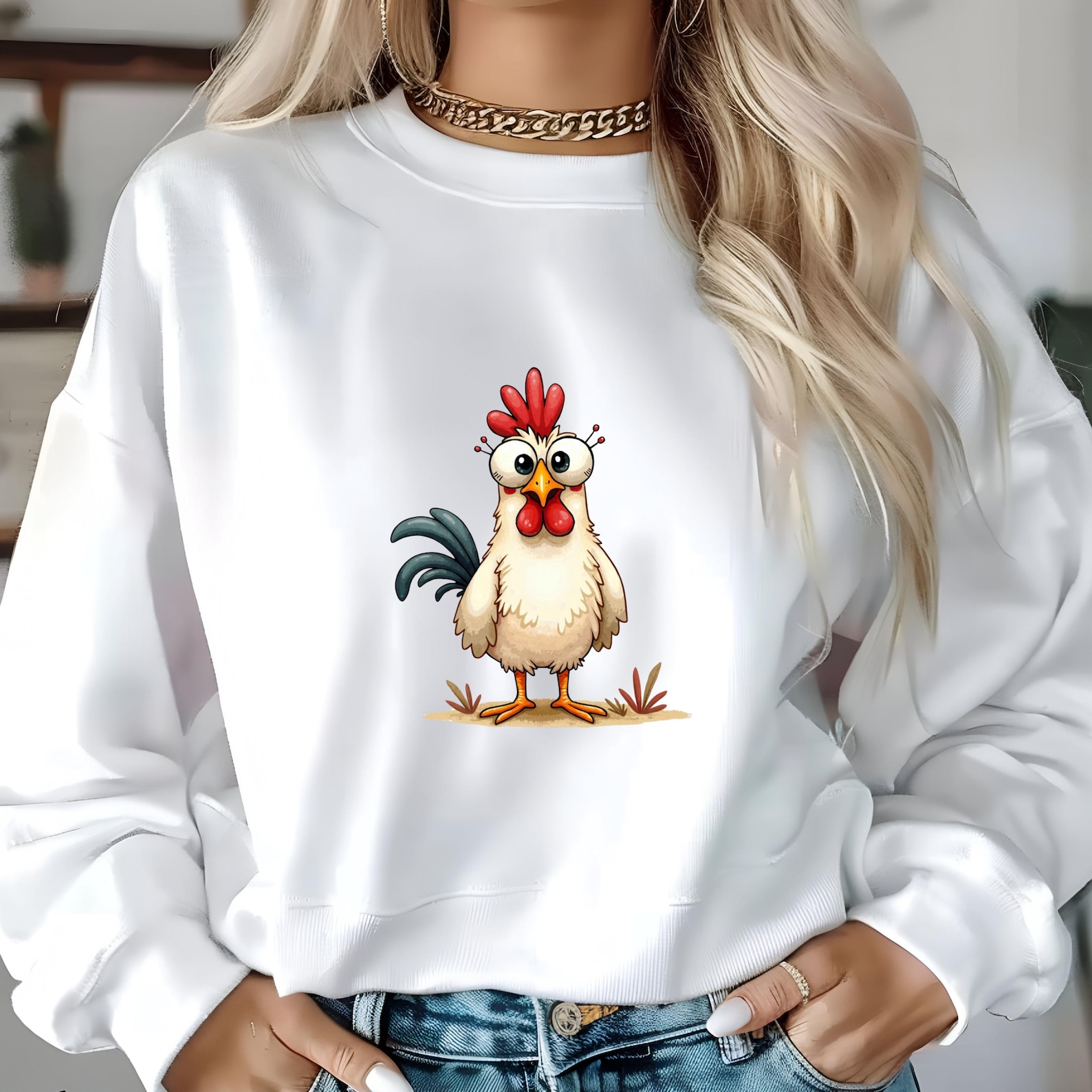 Cute Quirky Chicken Clipart, Funny Chicken Clip Art, Whimsical Crazy ...