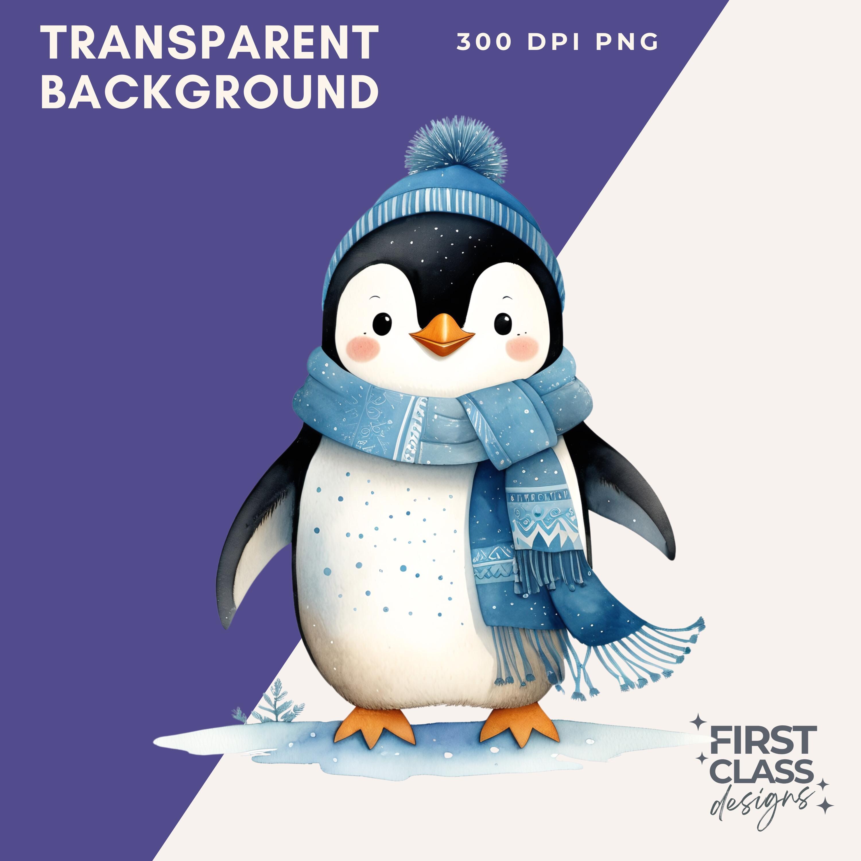 Cute Penguin Watercolor Clipart, Winter Penguin Clip Art PNG Images ...