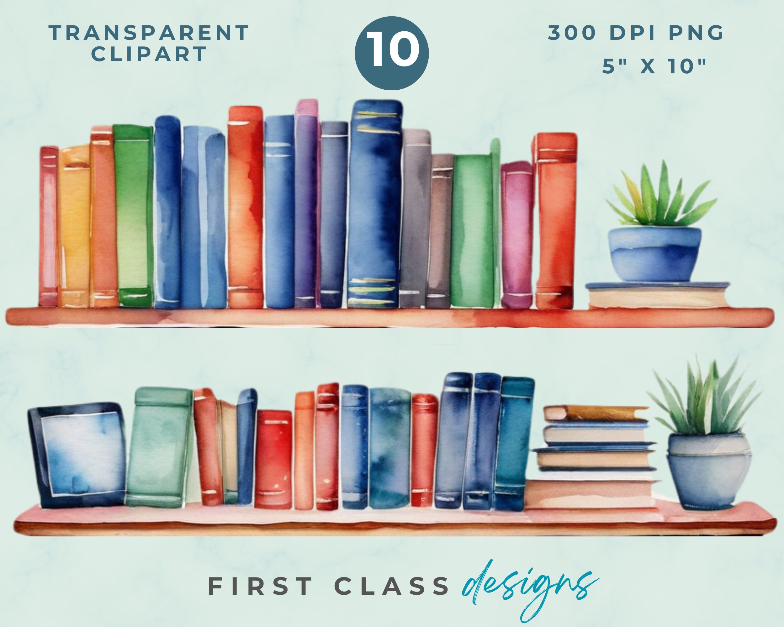 Watercolor Book Border Clipart, Printable Book Watercolor Clip Art ...