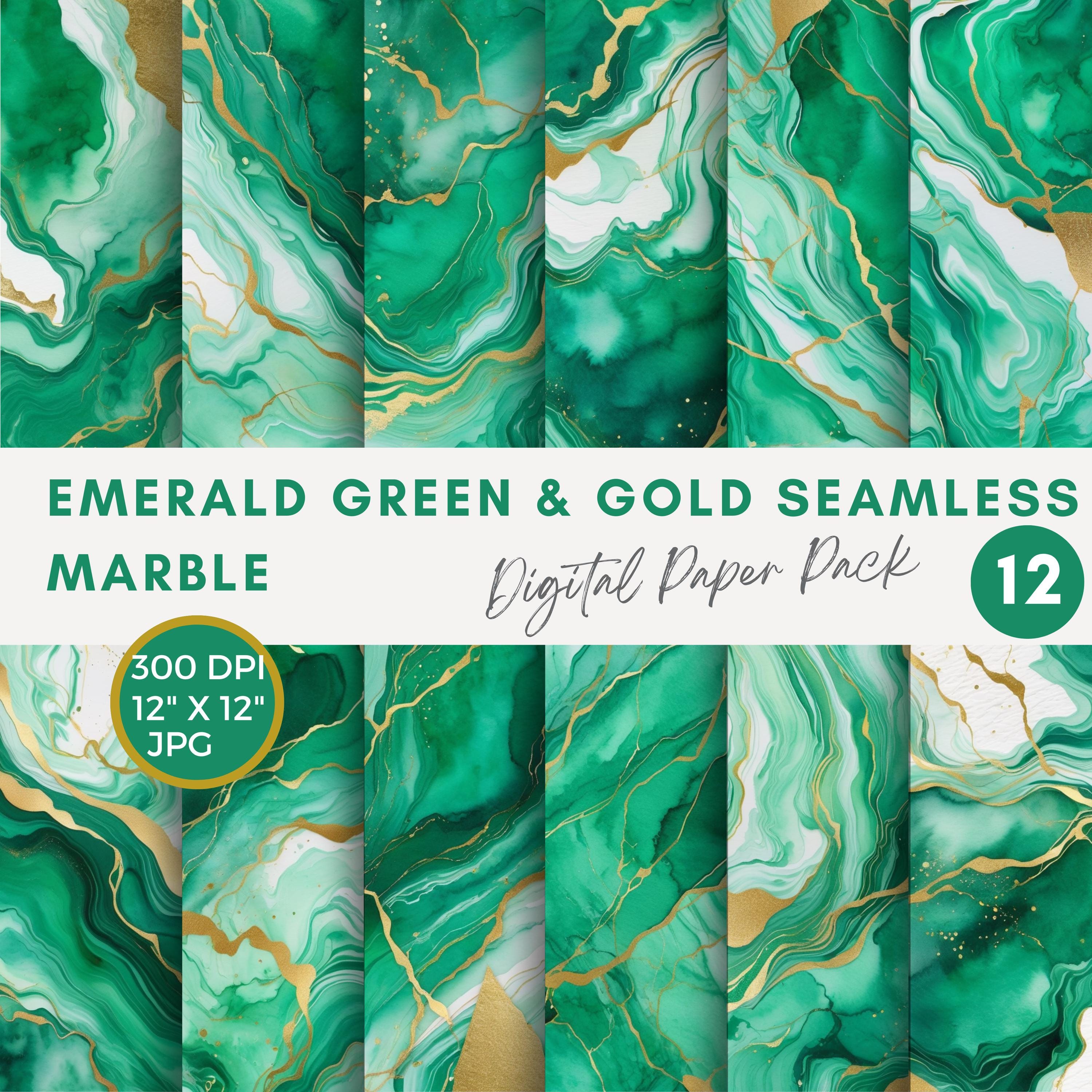 Emerald Green and Gold Digital Papers, Luxury Backgrounds, Marble ...
