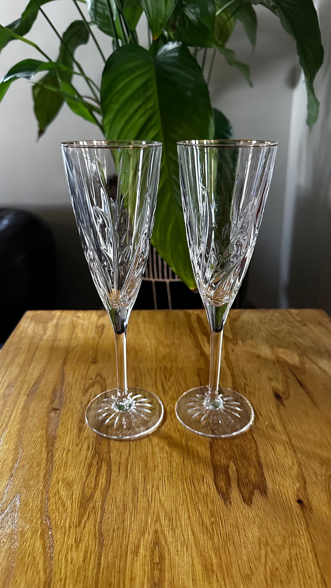 Cristal D’arques Cassandra Gold Vintage Crystal Champagne Flutes, Set ...