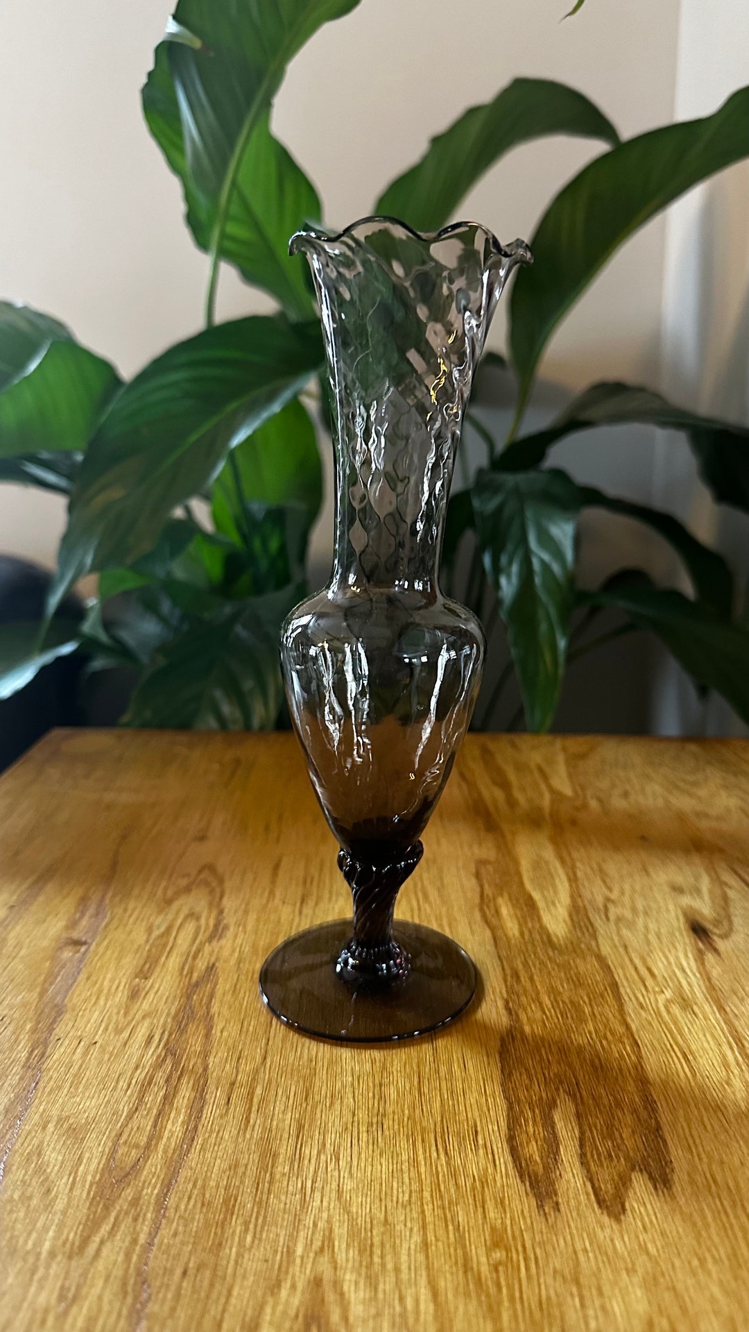 Vintage Bud Vase, Hand Blown Smoke Glass - Etsy
