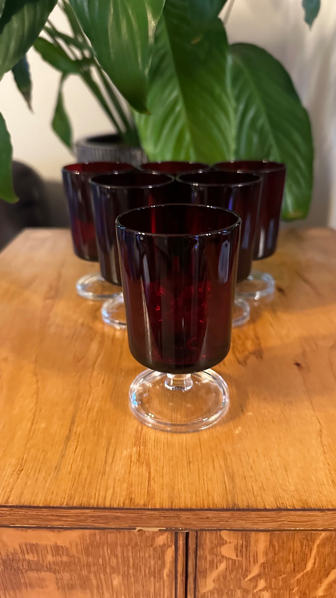 Vintage Ruby Red Wine Glasses by Luminarc, Set of 6 - Etsy