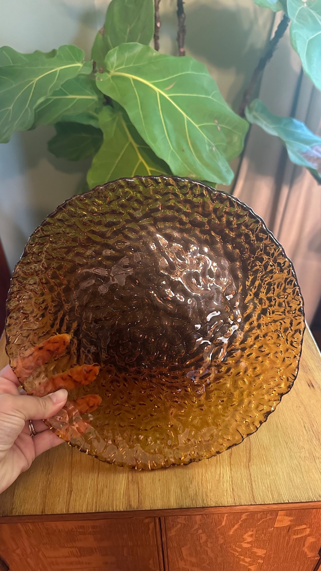 Vintage Amber Glass Pebble-textured Plates, Set of 5 - Etsy