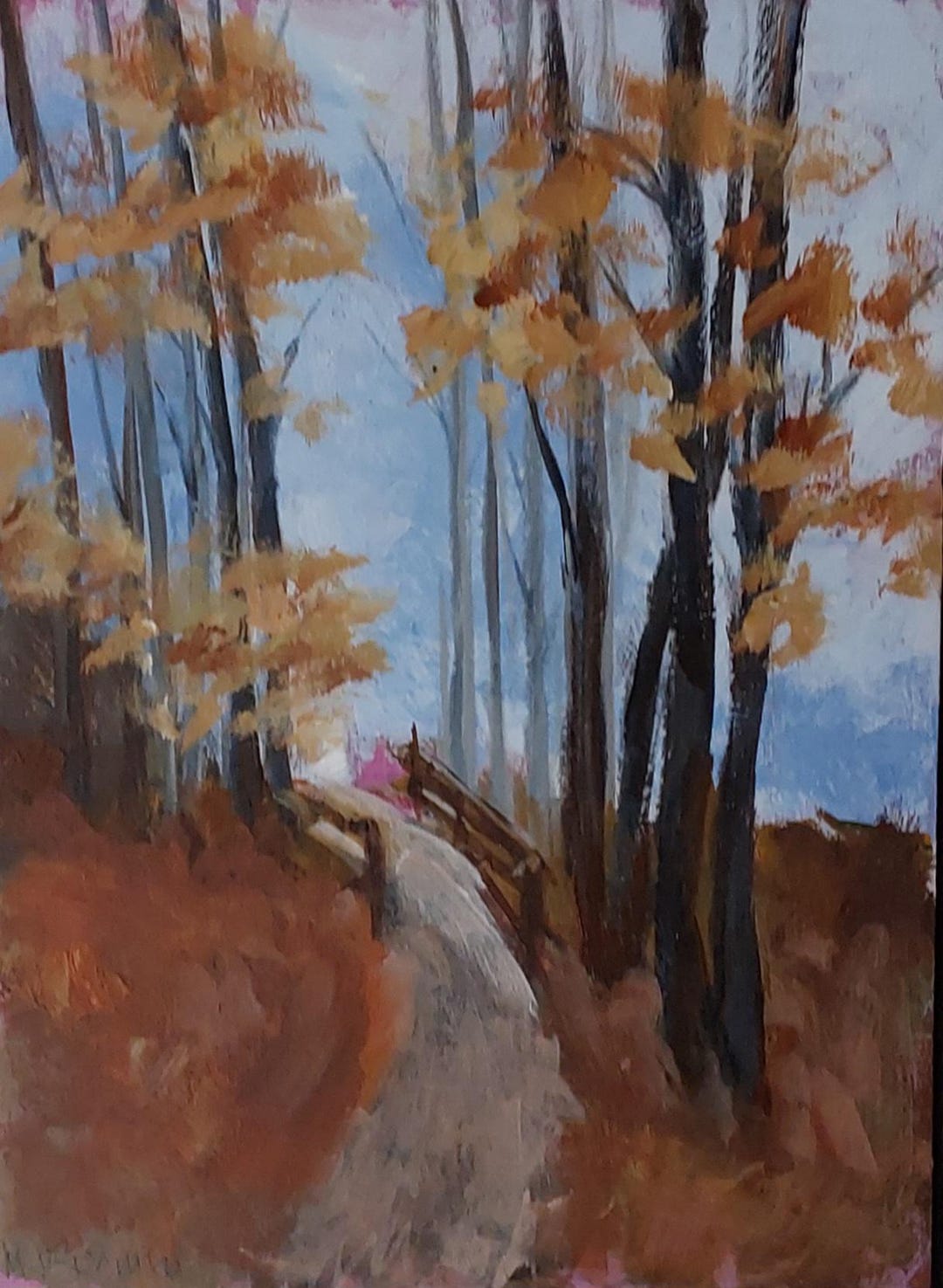 Fall Original Painting, Landscape Painting of Fall Trees ...