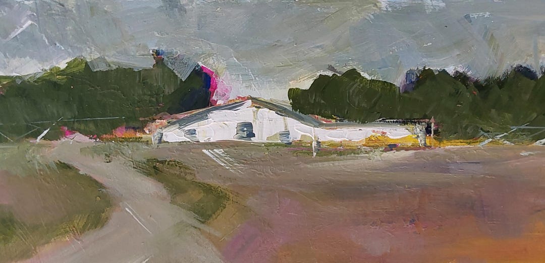 Original Acrylic Abstract Painting of a White Barn - Framed Farm ...