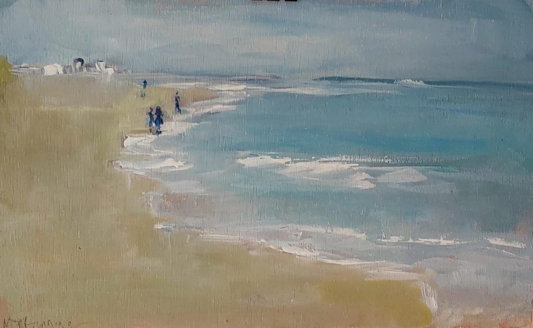 Simple Beach Painting, Original Ocean Beach House Artwork, Beach House ...