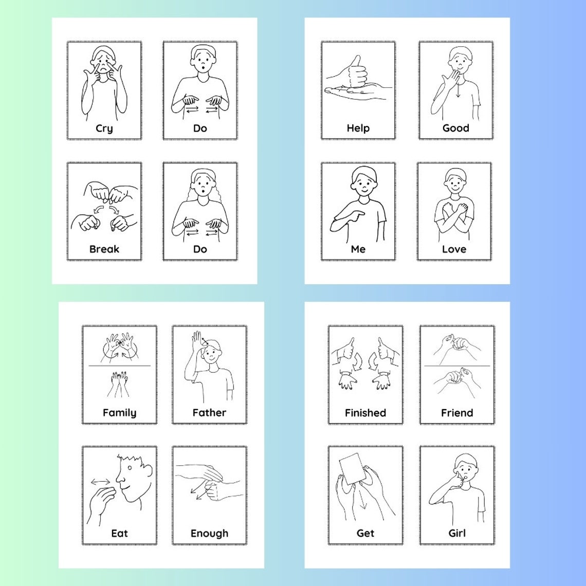 Asl Classroom Flashcards, Asl Learning for Kids, Sign Language Poster ...
