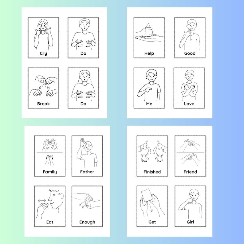 Asl Classroom Flashcards, Asl Learning for Kids, Sign Language Poster ...