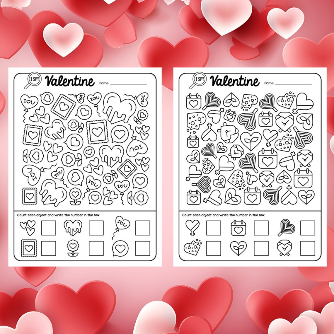 Kids Valentine's Day I Spy Activity, Valentine I Spy for Kids ...
