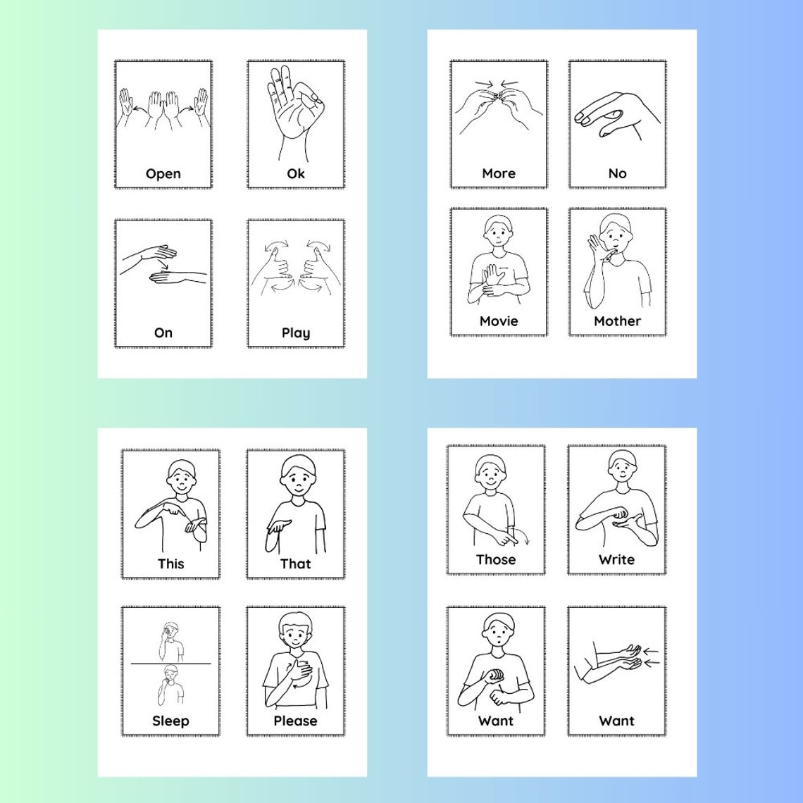 Asl Classroom Flashcards, Asl Learning for Kids, Sign Language Poster ...