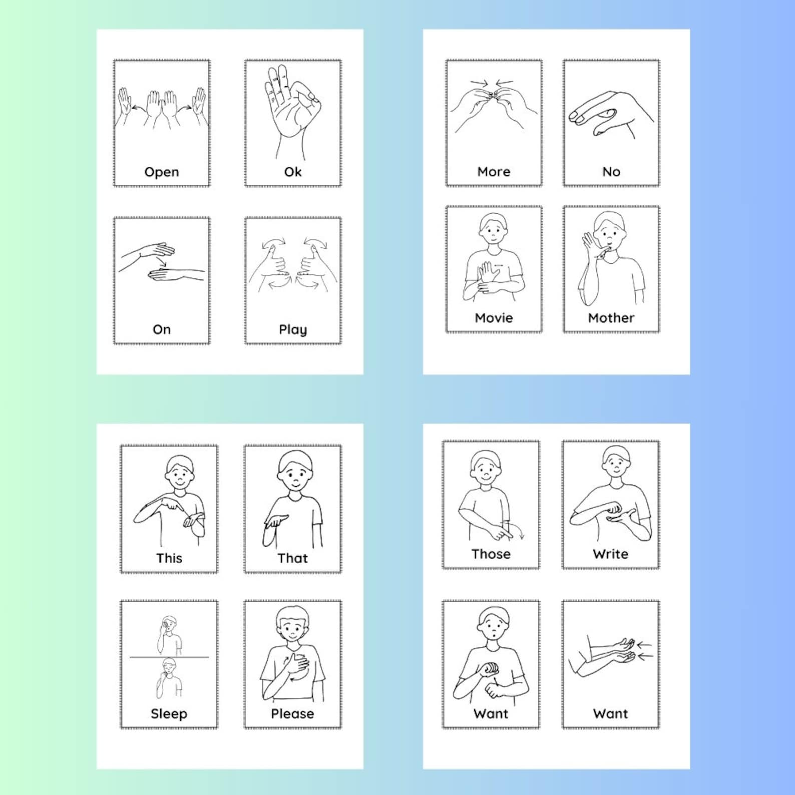 Asl Classroom Flashcards, Asl Learning for Kids, Sign Language Poster ...