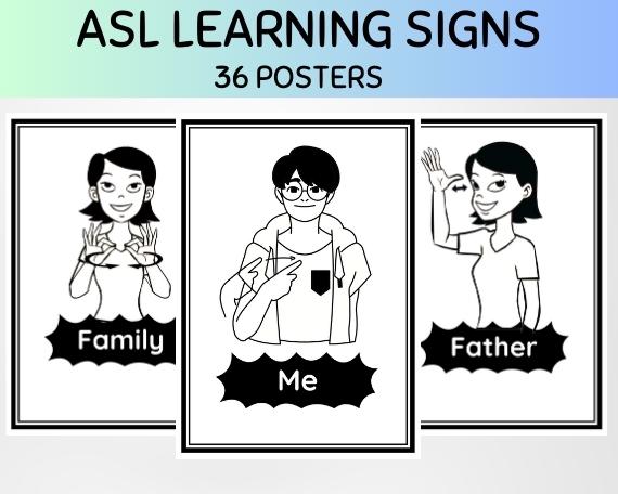 Asl Learning for Kids, Asl Classroom Sign Posters, Sign Language Poster ...