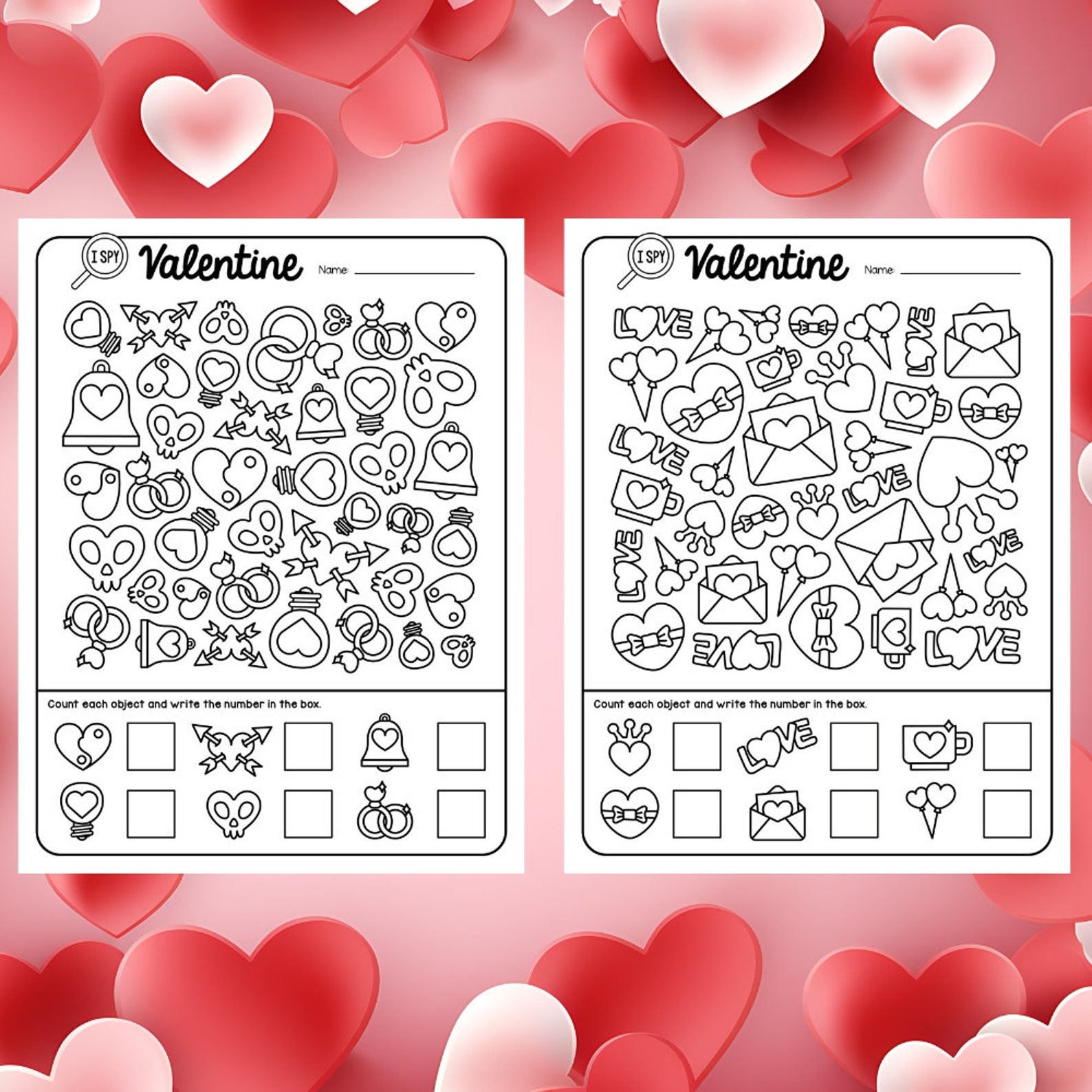 Kids Valentine's Day I Spy Activity, Valentine I Spy for Kids ...