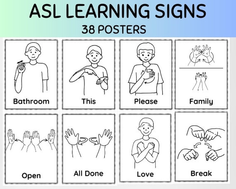 Asl Classroom Sign Posters, Asl Learning for Kids, Sign Language Poster ...