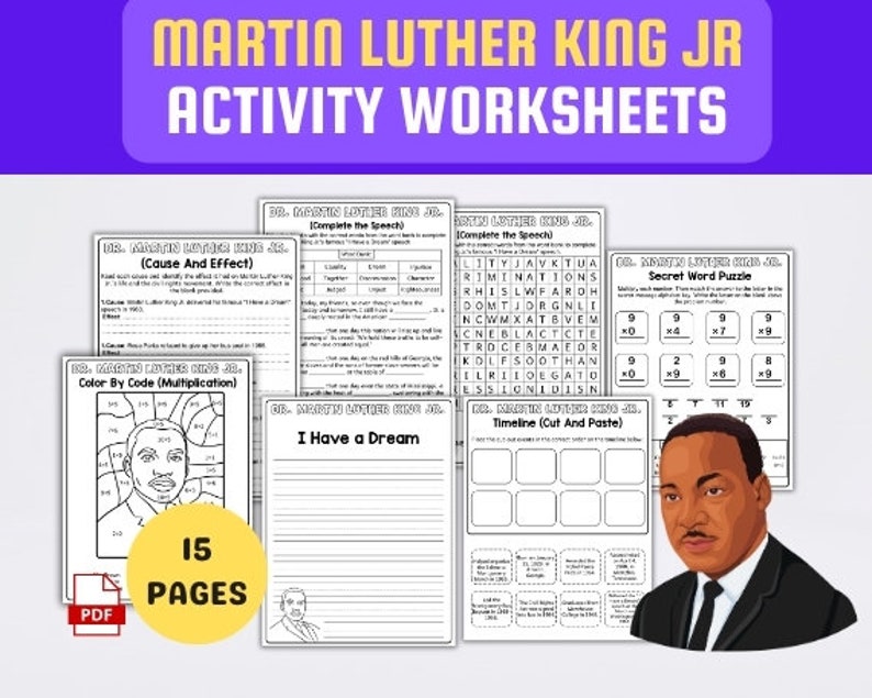Martin Luther King Activities, Printable Activities for Kids, Black ...