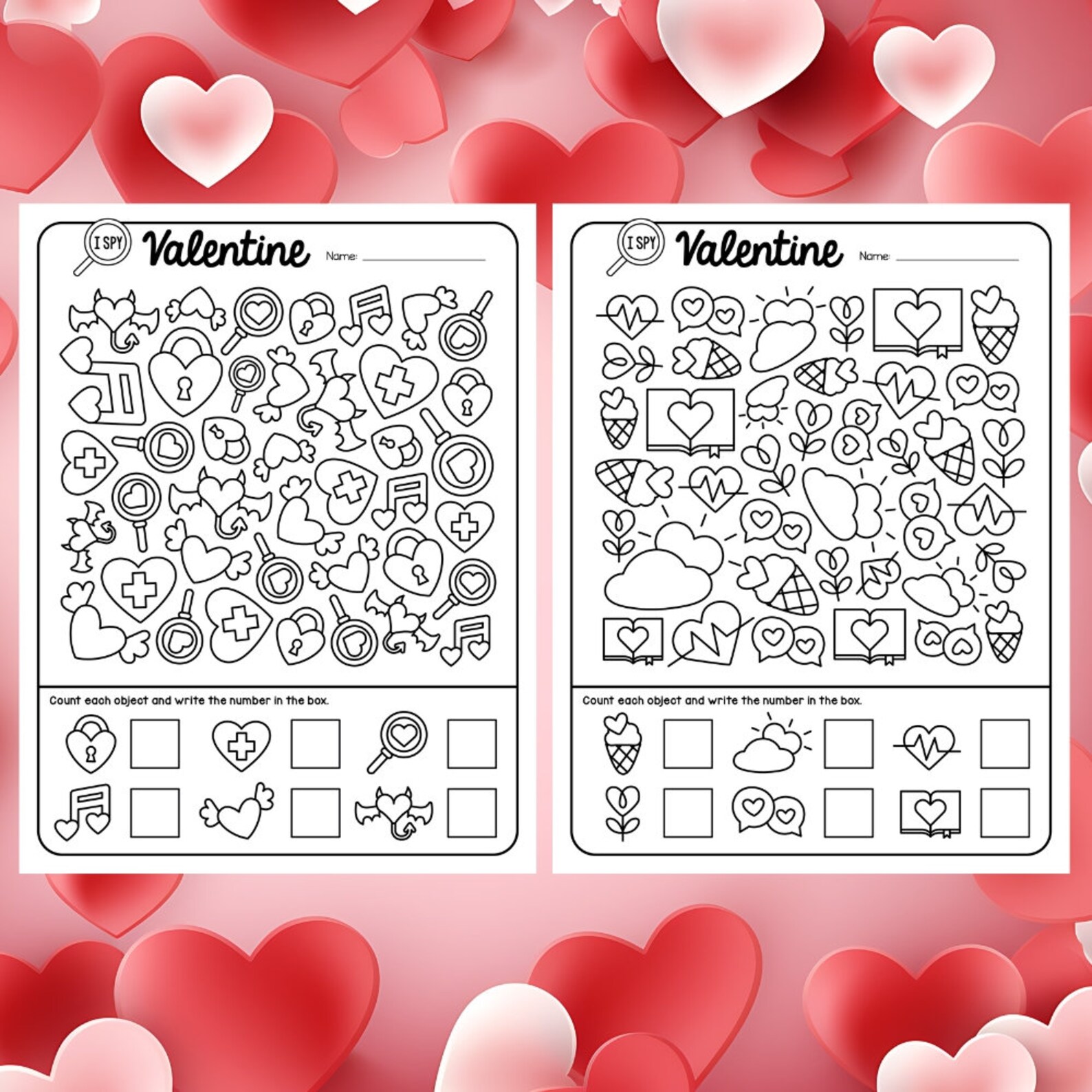 Kids Valentine's Day I Spy Activity, Valentine I Spy for Kids ...