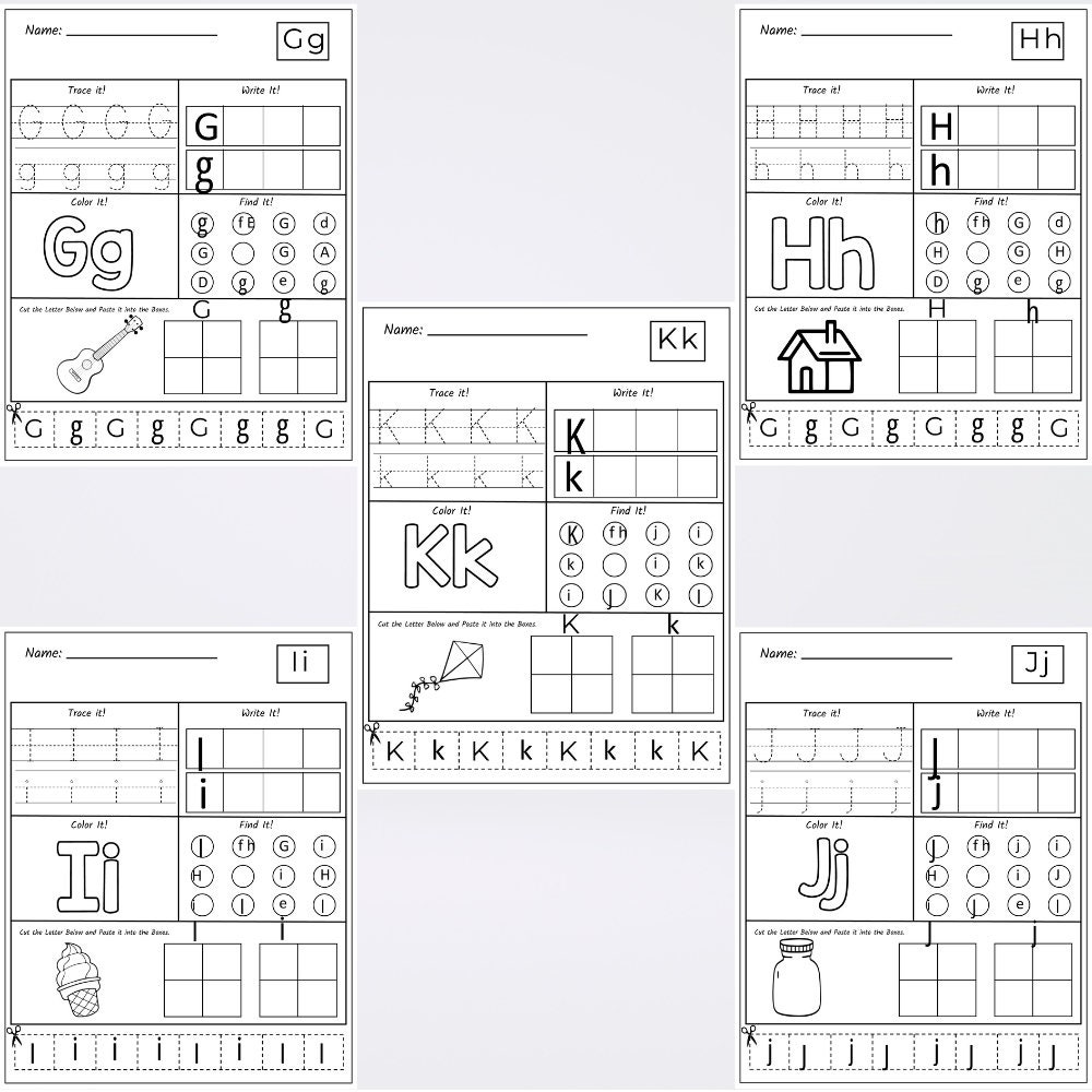 Alphabet Practice Sheets, Alphabet Tracing Worksheets, Cutting Practice ...
