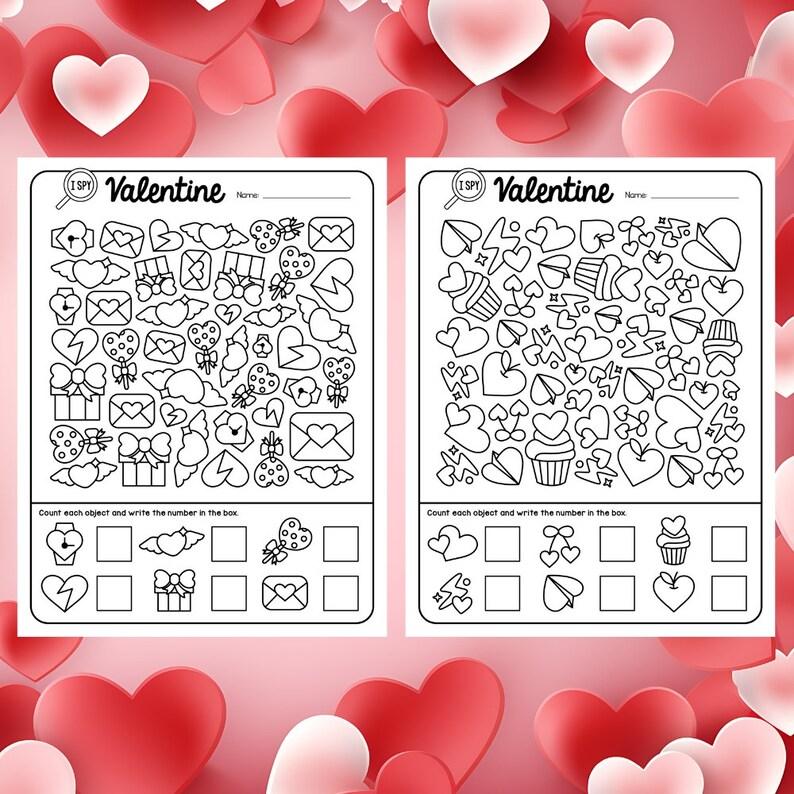 Kids Valentine's Day I Spy Activity, Valentine I Spy for Kids ...