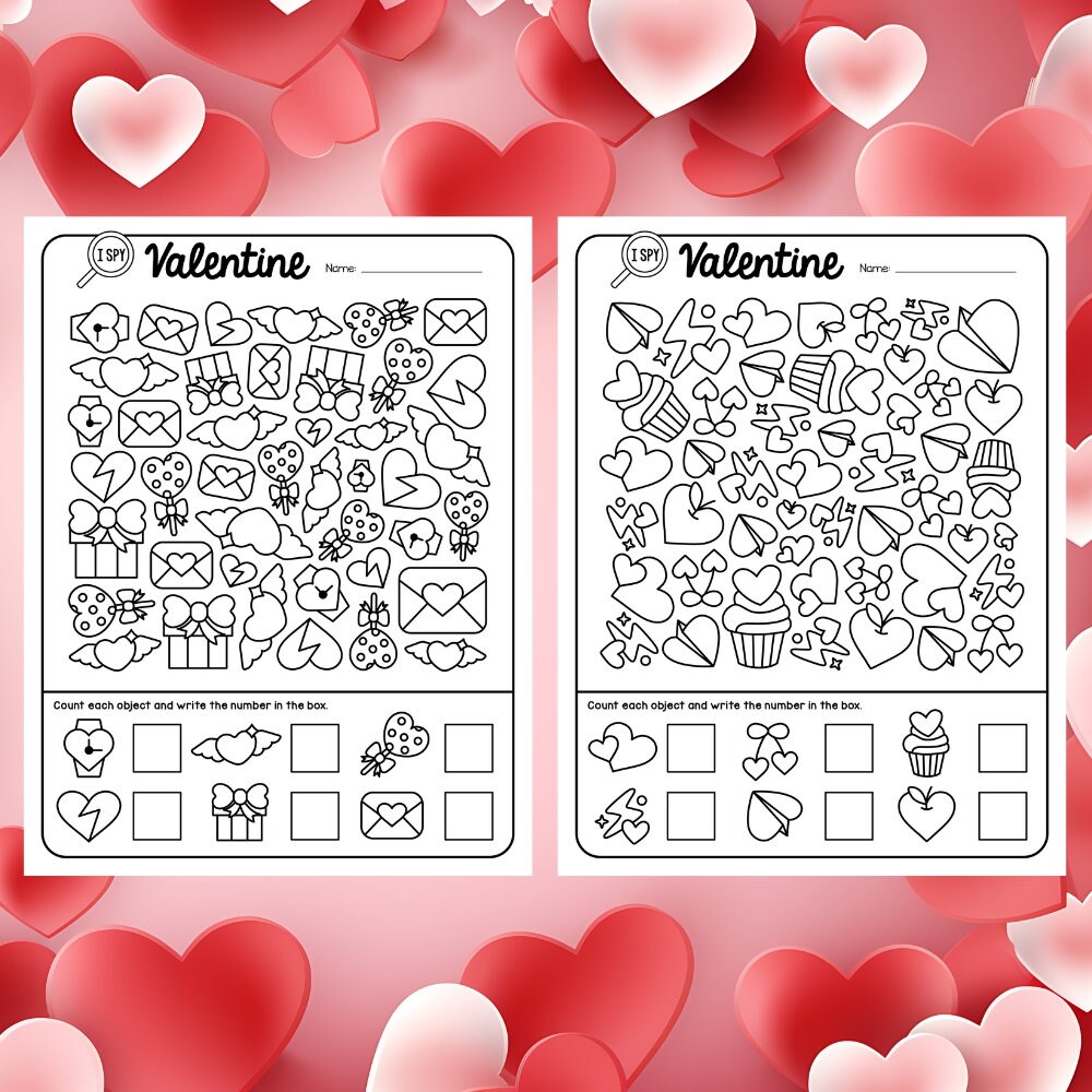 Kids Valentine's Day I Spy Activity, Valentine I Spy for Kids ...