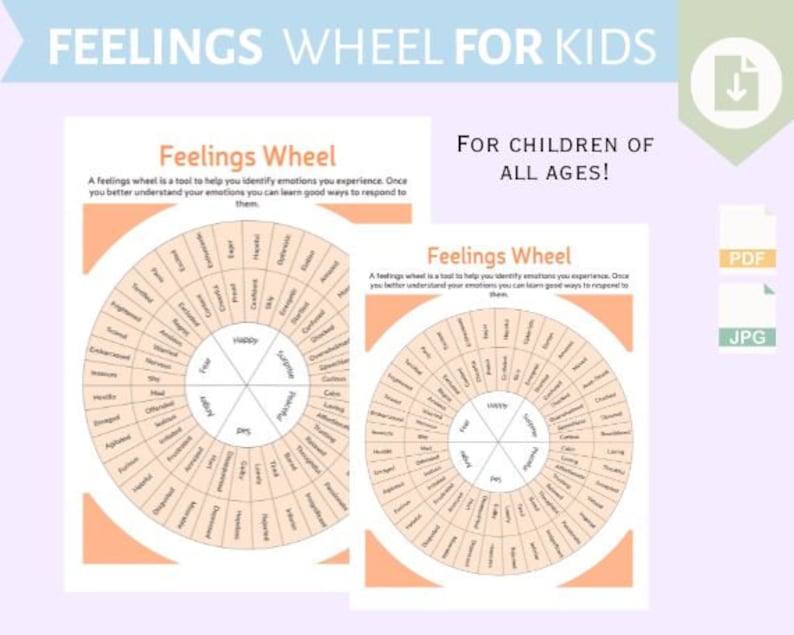 Feelings Wheel for Kids, Feelings Printable Worksheet, Self Esteem ...