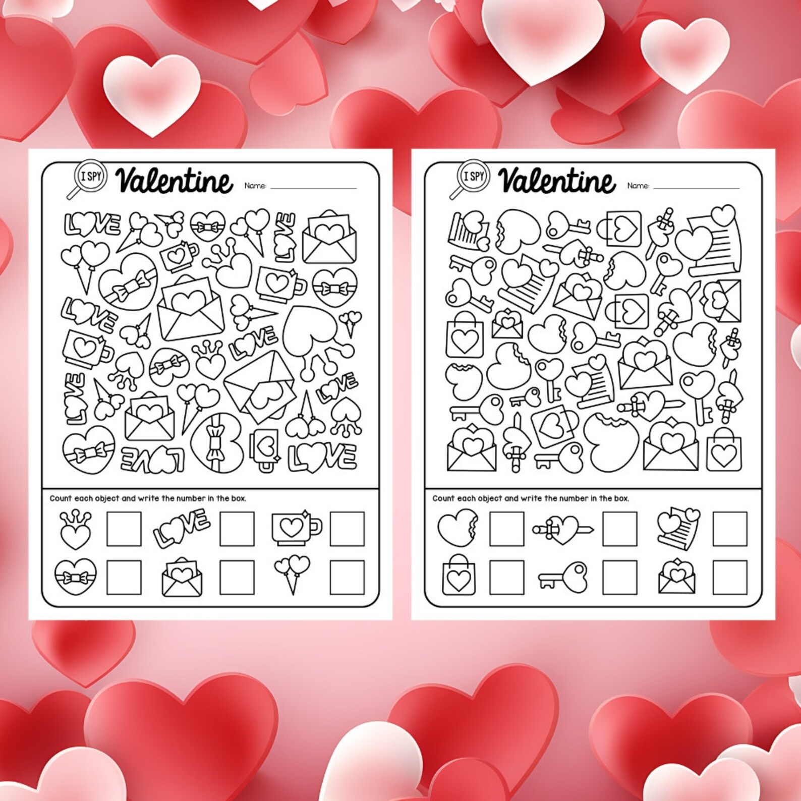 Kids Valentine's Day I Spy Activity, Valentine I Spy for Kids ...