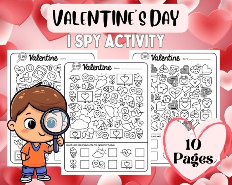Kids Valentine's Day I Spy Activity, Valentine I Spy for Kids ...