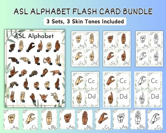 Asl Alphabet Flashcard Bundle, Asl Alphabet Learning, Asl Flashcards ...