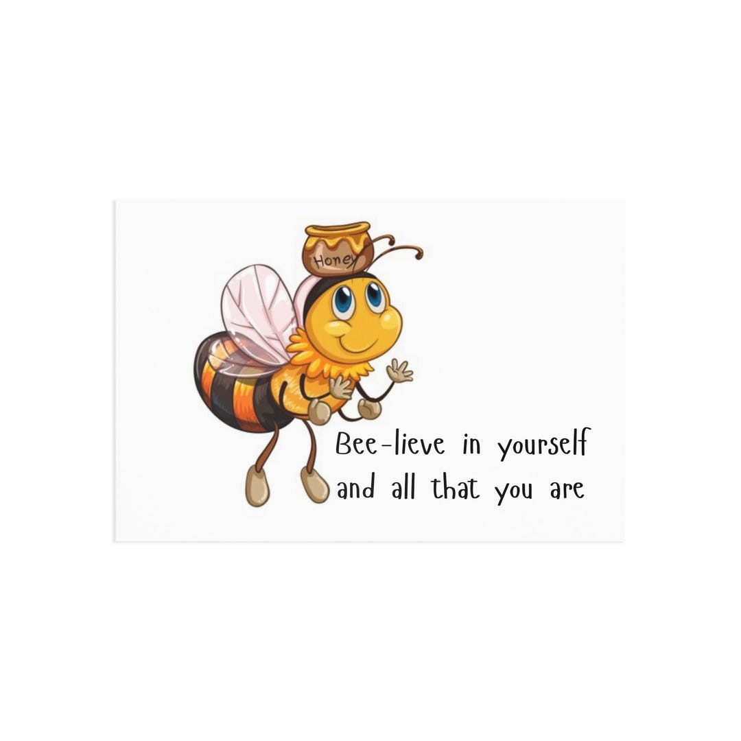 Cute Bee-lieve in Yourself Bumblebee Postcard | Motivational and ...