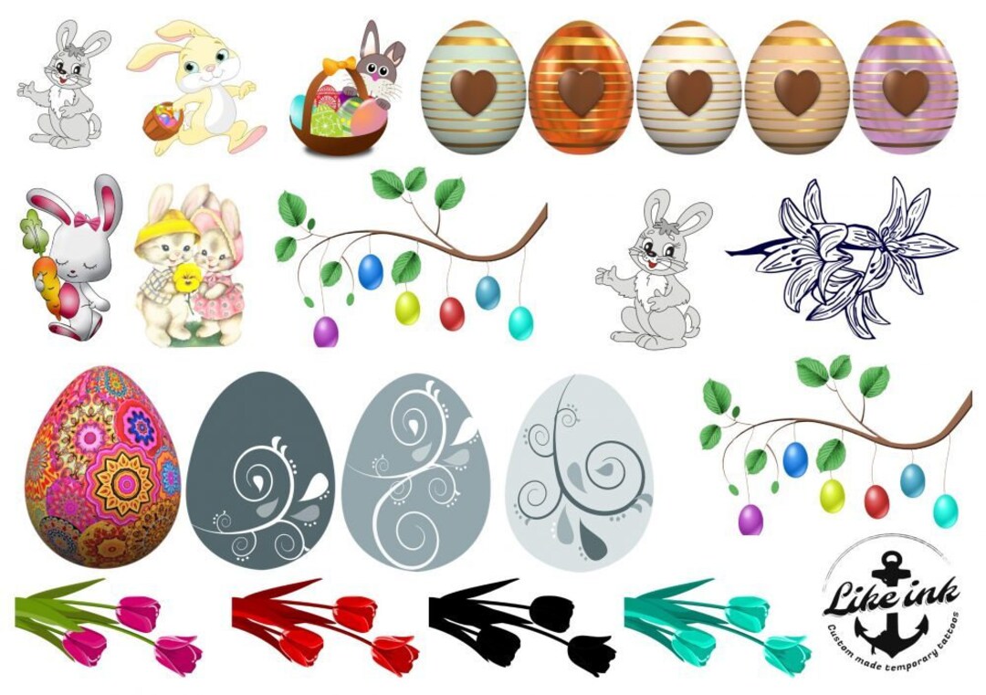 Easter Tattoos - Temporary Tattoos - A5 Sheet - Etsy