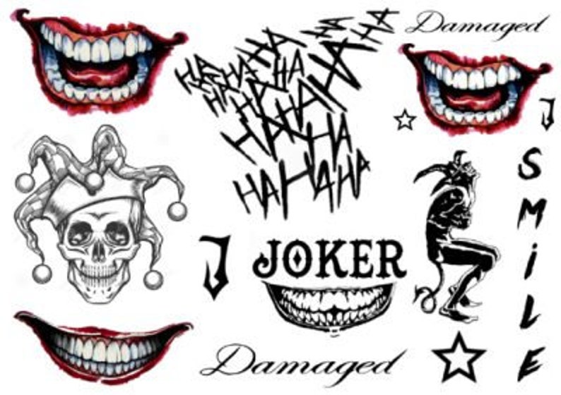 Joker Tattoos A5 - Temporary Tattoos - A5 Sheet - Etsy