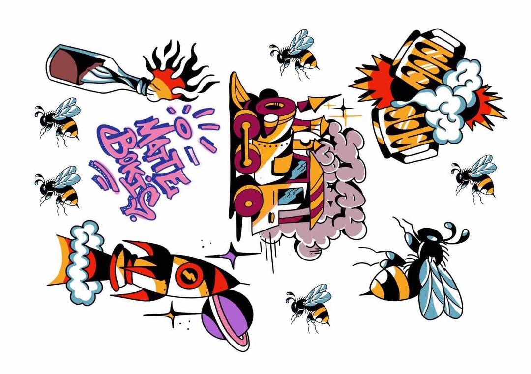 Flash: 'graffiti Tattoos' by Matte Bokis - Temporary Tattoos - A5 Sheet ...