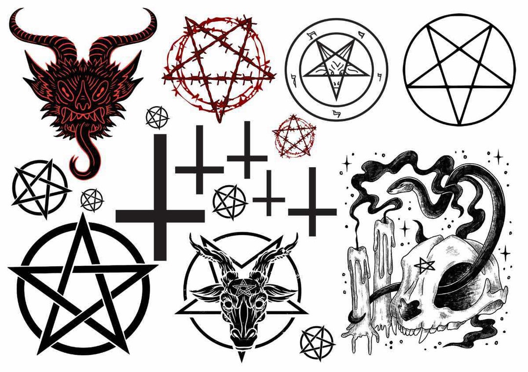 Satanism Tattoos - Temporary Tattoos - A5 Sheet - Etsy