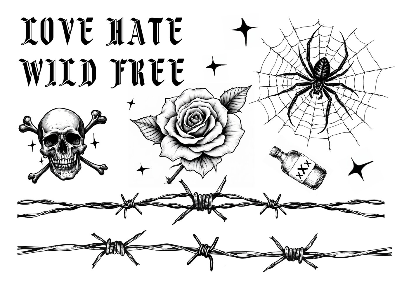 Prison Tattoos - Temporary Tattoos - A5 Sheet - Etsy