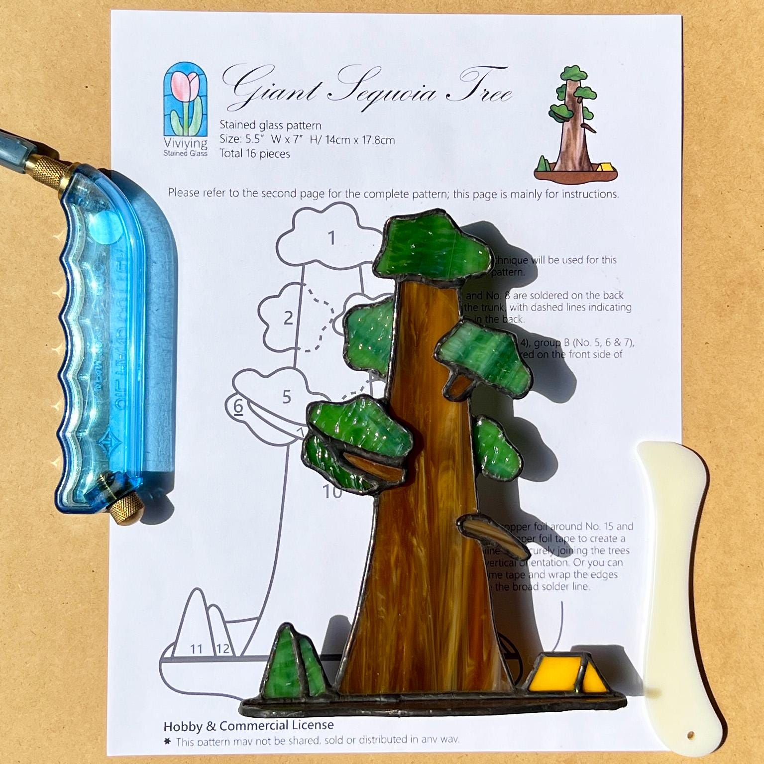 Giant Sequoia Tree Stained Glass Pattern – Standing Tree Design ...