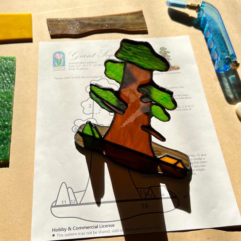 Giant Sequoia Tree Stained Glass Pattern – Standing Tree Design ...