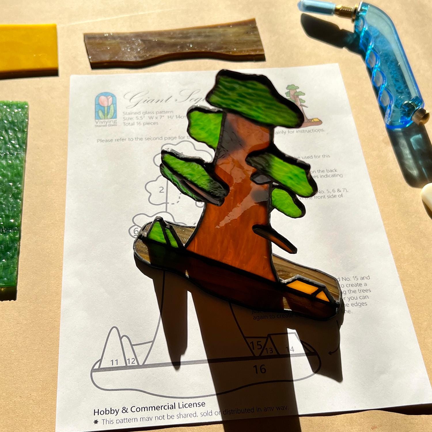 Giant Sequoia Tree Stained Glass Pattern – Standing Tree Design ...