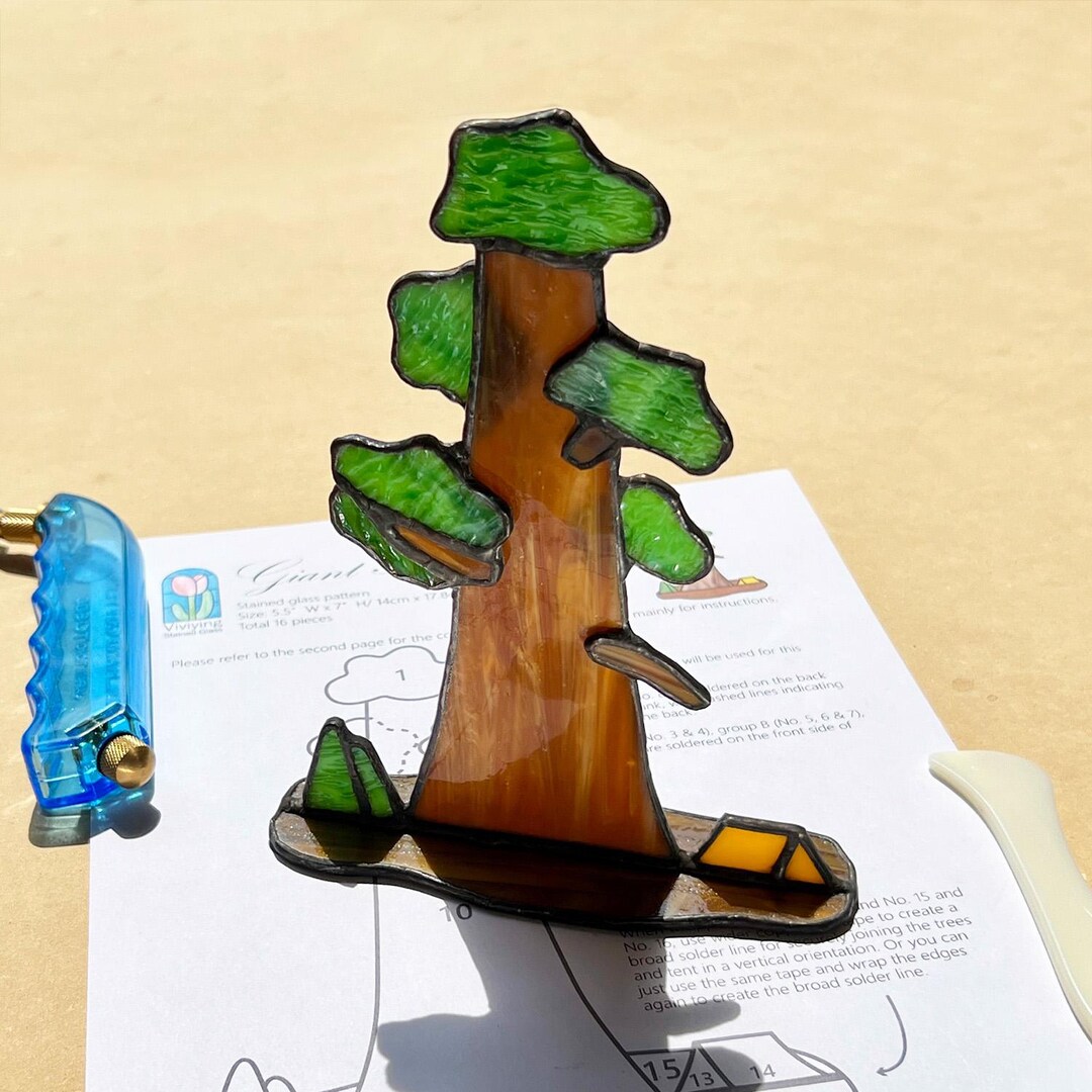 Giant Sequoia Tree Stained Glass Pattern – Standing Tree Design ...