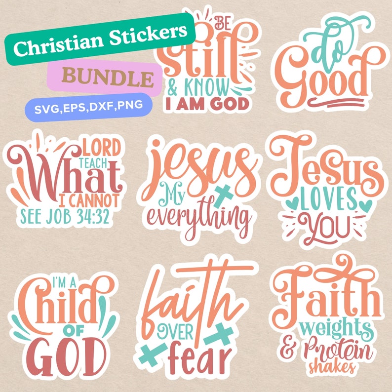 Christian Stickers Svg, Bible Svg, Inspirational Sticker Bundle ...