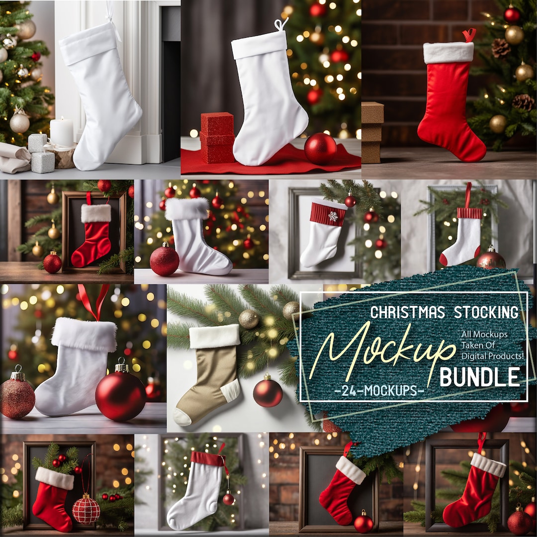 Christmas Stocking Mockup Bundle, Blank Christmas Stocking, Santa ...
