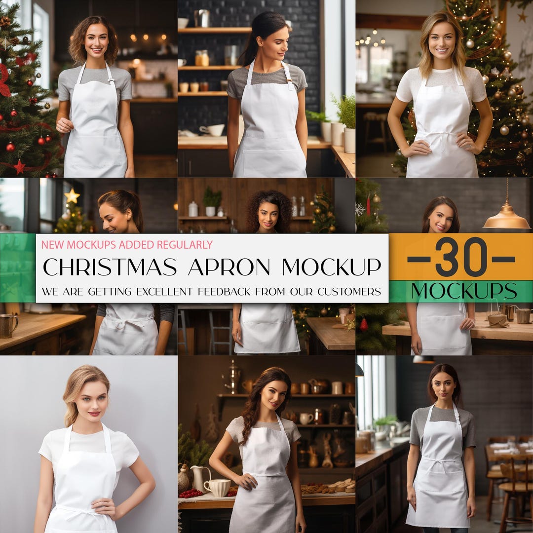 Christmas Apron Mockups Bundle Holiday Baking Print on Demand Generic ...